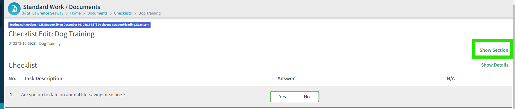 How to: Filling out a Checklist – L2L